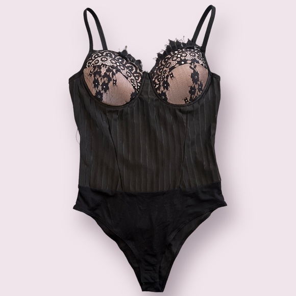 Tops | Black Lace Teddy Lingerie Bodysuit | Poshmark